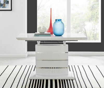 Renato 120 - 160cm 4 6 Seater White High Gloss Extending Dining Table ...