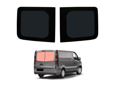 Renault Trafic (2014 +) Rear Barn Door Dark Tinted Glass Windows Pair Van