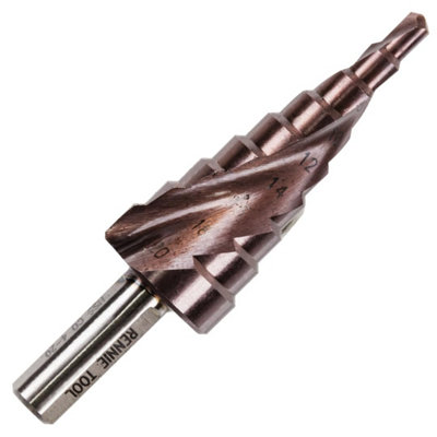 Rennie Tools 4-20mm HSS Cobalt Spiral Flute Step Cone Drill/Hole Cutter ...