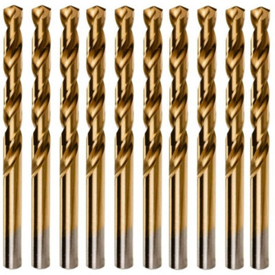 Rennie Tools Box Of 10 x 11.1mm HSS Jobber Drill Bits - Titanium TIN Coated for Steel, Non ...