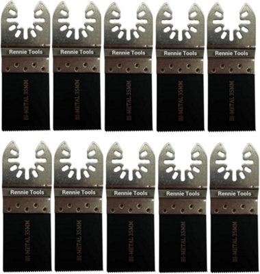 Rennie Tools Pack Of 10 x 35mm Wide Bi-Metal Oscillating Multi Tool Blades Set For Wood ...
