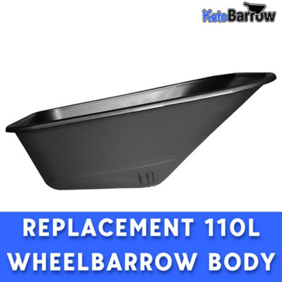 Replacement Wheelbarrow Tray Body - Plastic Pan - 110L - Black