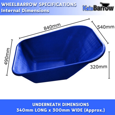 REPLACEMENT WHEELBARROW TRAY BODY - PLASTIC PAN - 110L - BLUE