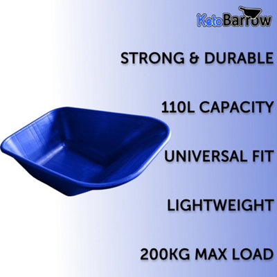 Replacement Wheelbarrow Tray Body - Plastic Pan - 110L - Blue