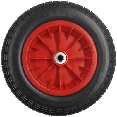 Replacement Wheelbarrow Wheel Puncture Proof Red 14" Wheel with 20mm ...