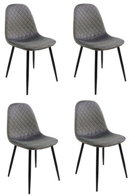Requena Set of 4 Velvet Dining Chairs with Metal Legs for Office ...