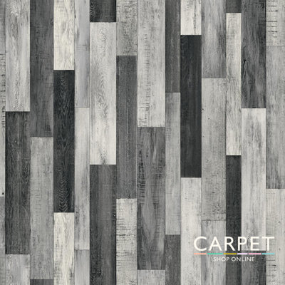 Resilia Floors Cuban Oak Black Grey Effect Vinyl Floor 4m x 3m