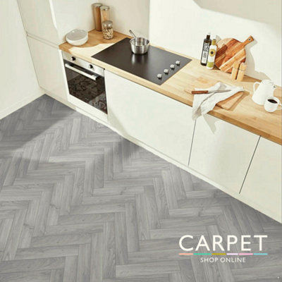 Resilia Floors Oak Chevron Grey Wood Effect Vinyl Floor 2m x 3m