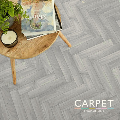 Resilia Floors Oak Chevron Grey Wood Effect Vinyl Floor 2m x 3m