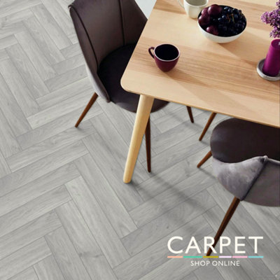 Resilia Floors Oak Chevron Grey Wood Effect Vinyl Floor 2m x 3m
