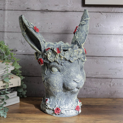 Resin Animal Bunny Rabbit Statue Hare Figurine Ornament 370 mm