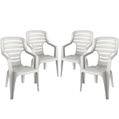 Resol - Pireo Plastic Garden Dining Armchairs - 55cm - White - Pack of ...