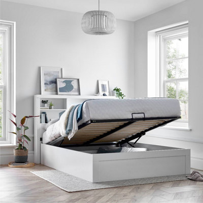 Rest Relax Arabella White Wooden Ottoman Storage Bed