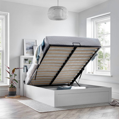 Rest Relax Arabella White Wooden Ottoman Storage Bed
