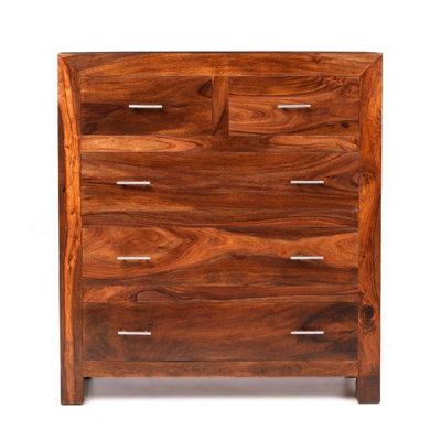Rest Relax Havana Sheesham Wood 2 Over 3 Drawer Chest Brown