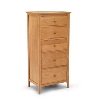 Rest Relax Langford Oak 5 Drawer Tall Chest Beige