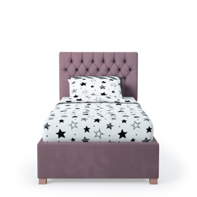 Rest Relax Mia Solo Ottoman Bed Plush Velvet Blush Pink Single 3ft