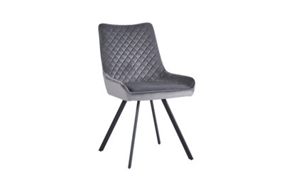 Rest Relax Otto Velvet Dining Chairs (Pair) Grey