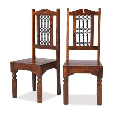 REST RELAX PAIR OF JAIPUR SHEESHAM CAPSULE HIGH BACK JALI CHAIRS BROWN