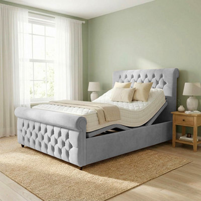 Restwell Electric Adjustable Bed With Mattress & Matching Headboard, Silver
