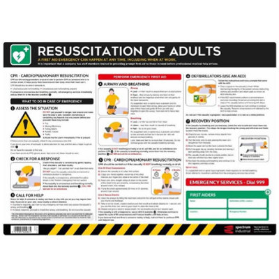 Resuscitation For Adults Safety Poster - Anti Scuff Laminated PVC ...