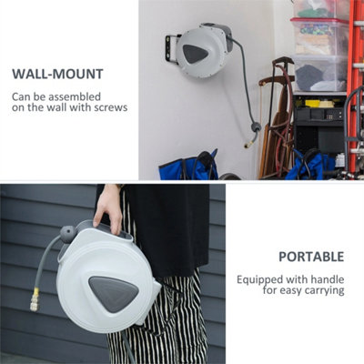 Retractable Air Hose Reel Auto Self-Winding Wall Mounted 1/4"10m+90cm
