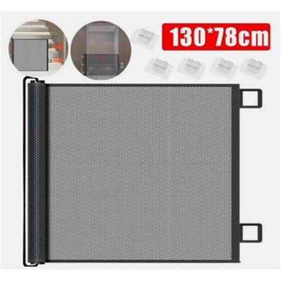 Retractable Aluminum Mesh Baby Safety Gate Pet Stair Barrier