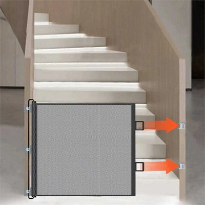 Retractable Aluminum Mesh Baby Safety Gate Pet Stair Barrier