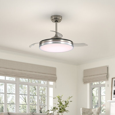 Retractable Ceiling Fan with Lights 42 Inch LED Ceiling Fan Lights with ...