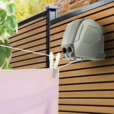 Retractable Clothesline 26m, Double Line with PVC Coating, Wall Mounted ...