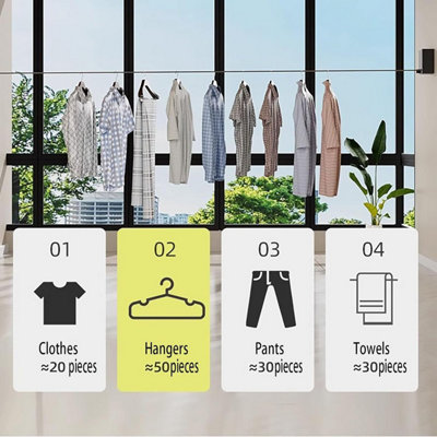 Retractable Clothesline Indoor Wall Mounted Stainless Steel Line ...