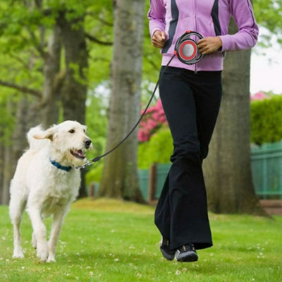 Retractable Dog Lead Training Pet Leash Extendable Black red