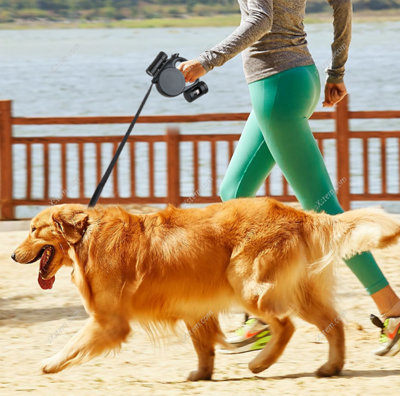 Retractable Dog Lead Training Pet Leash Extendable Black