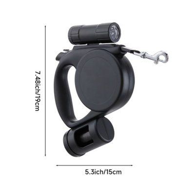 Retractable Dog Lead Training Pet Leash Extendable Black