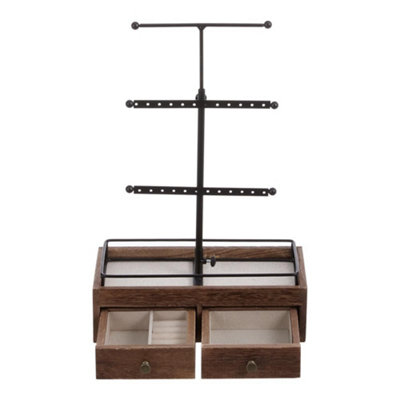 Retractable T-Shaped Vintage Style Jewelry Display Stand with Drawers
