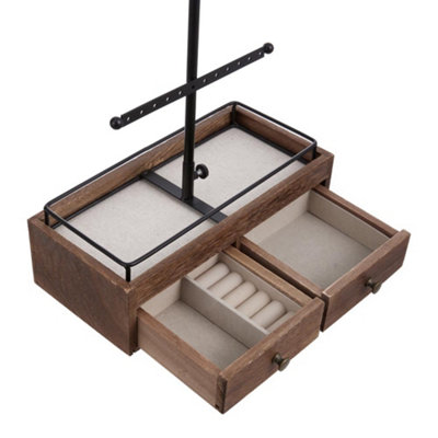Retractable T Shaped Vintage Style Jewelry Display Stand with Drawers