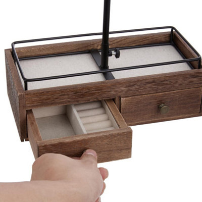 Retractable T-Shaped Vintage Style Jewelry Display Stand with Drawers