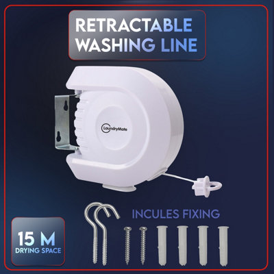 Retractable Washing Line15M Wall Mounted Washing Line for Drying ...