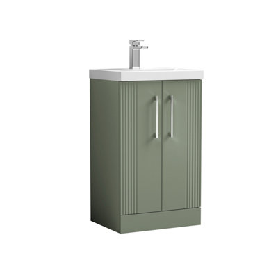 Retro 2 Door Floor Standing Vanity Unit with Mid-Edge 1 Tap Hole ...