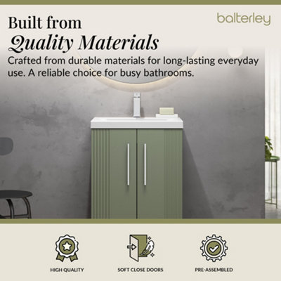 Retro 2 Door Floor Standing Vanity Unit with Mid-Edge 1 Tap Hole ...