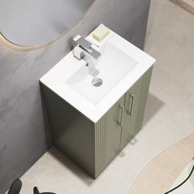 Retro 2 Door Floor Standing Vanity Unit with Minimalist 1 Tap Hole ...