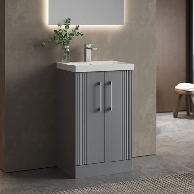 Retro 2 Door Floor Standing Vanity Unit with Thin-Edge 1 Tap Hole ...