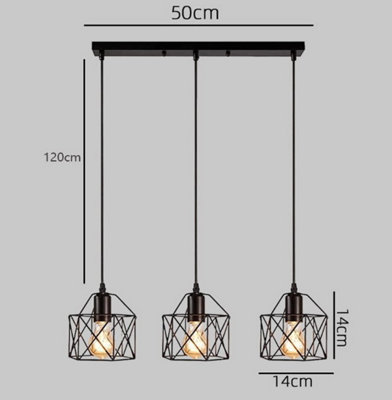 RETRO 3 LIGHTS INDUSTRIAL STYLE HANGING LAMP LED PENDANT LIGHT E27
