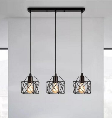 RETRO 3 LIGHTS INDUSTRIAL STYLE HANGING LAMP LED PENDANT LIGHT E27