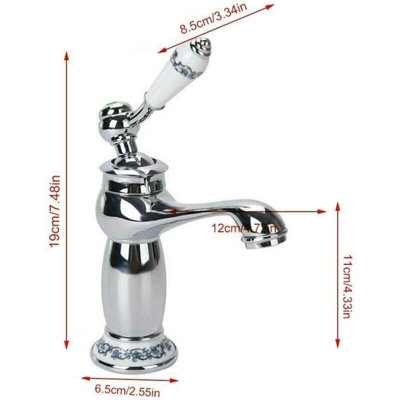 Retro basin faucet, ceramic brass sink faucet, vintage antique mixer ...