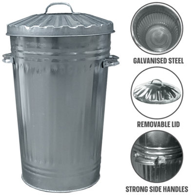 Retro Bin Vintage Style Metal Tapered Dustbin with Lid Suitable for ...