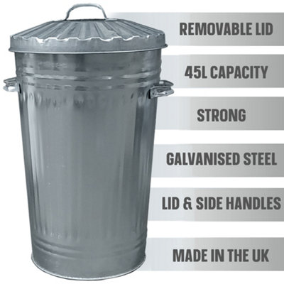 Retro Bin Vintage Style Metal Tapered Dustbin with Lid Suitable for ...