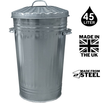 Retro Bin Vintage Style Metal Tapered Dustbin with Lid Suitable for ...