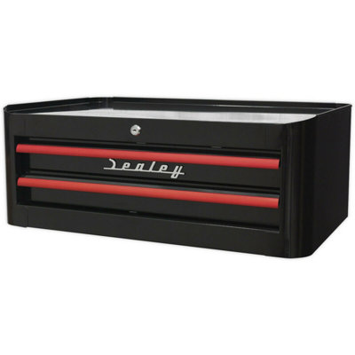 Retro Black 2 Drawer Tool Chest - Lockable Storage Unit
