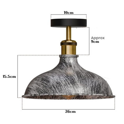 Retro Ceiling Light Flush Mount E27 Lamp Holder Metal 36cm Brushed ...